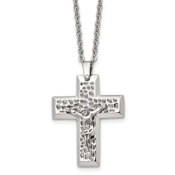 Chisel | Jewelry | Chisel Stainless Steel Textured Crucifix Pendant W 2 ...